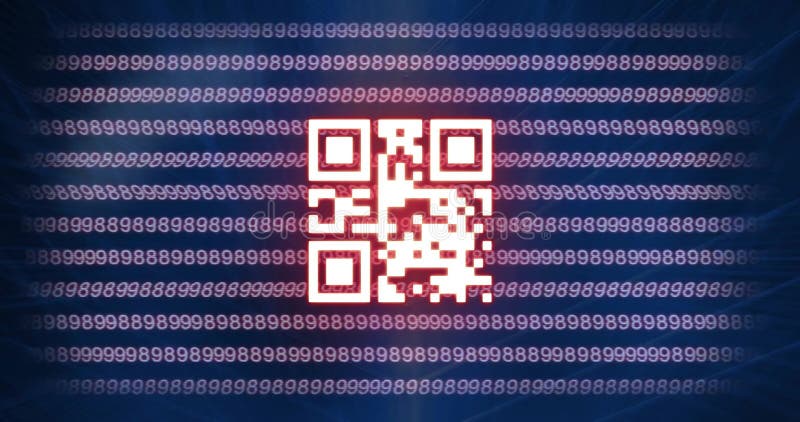 Image of Qr Code and Binary Coding Data Processing Over Black Background Stock Illustration ...