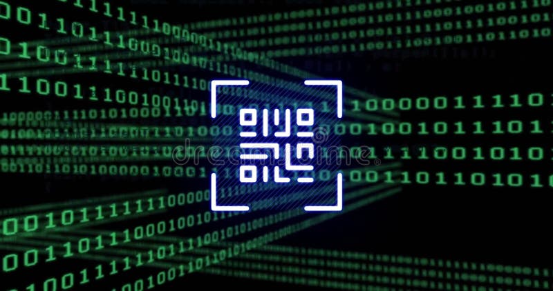 Image of Qr Code and Binary Coding Digital Data Processing Stock Photo ...