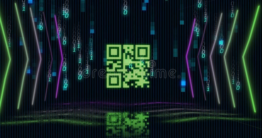 Image of Qr Code and Binary Coding Digital Data Processing Stock Illustration - Illustration of ...
