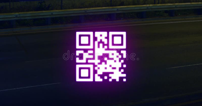 Image of Qr Code and Connections Over Road Traffic Stock Photo - Image ...