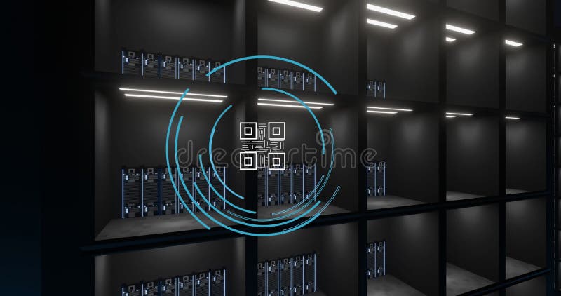 Image of Qr Code Data Processing Over Computer Servers Stock Photo - Image of computing, global ...