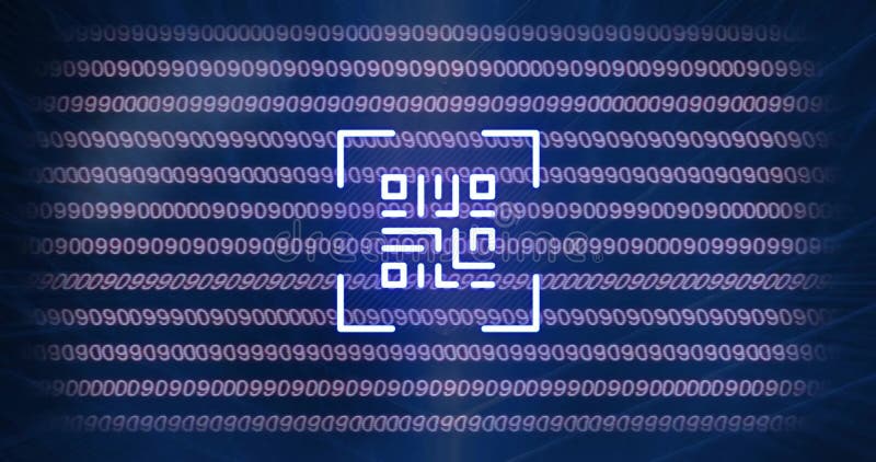 Image of Qr Code, Digital Data Processing Over Binary Coding Stock Illustration - Illustration ...