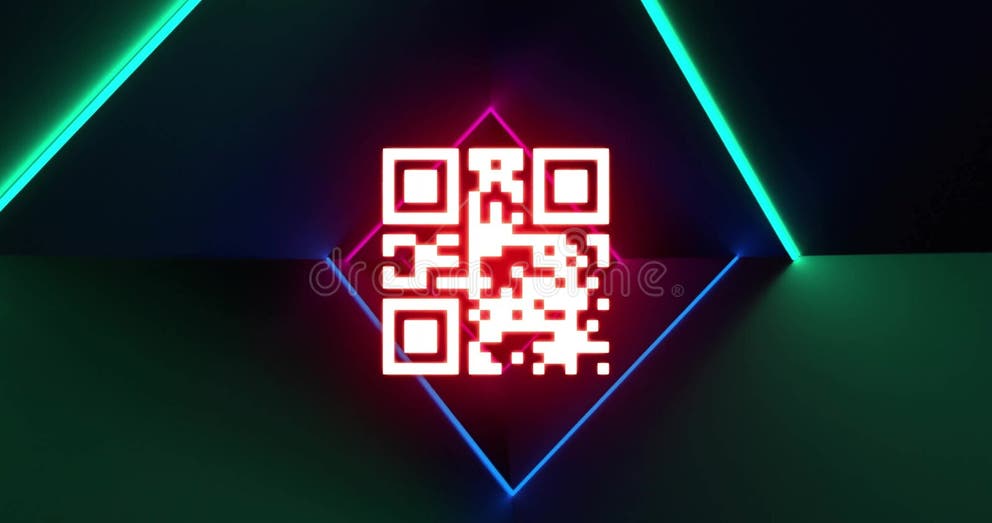 Image of Qr Code and Glowing Neon Light Trails Stock Image - Image of ...