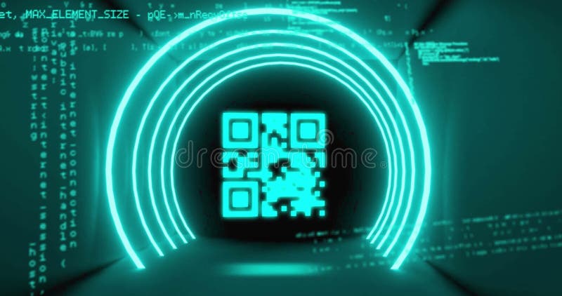 Image Of Qr Code In Illuminated Circular Tunnel Over Programming Language Stock Image Image Of