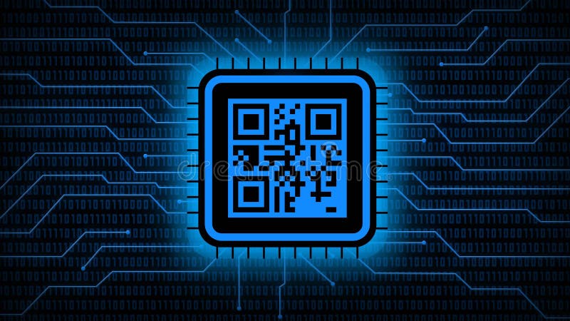 Image of QR Code in the Middle on Abstract Background of Blurred Binary ...