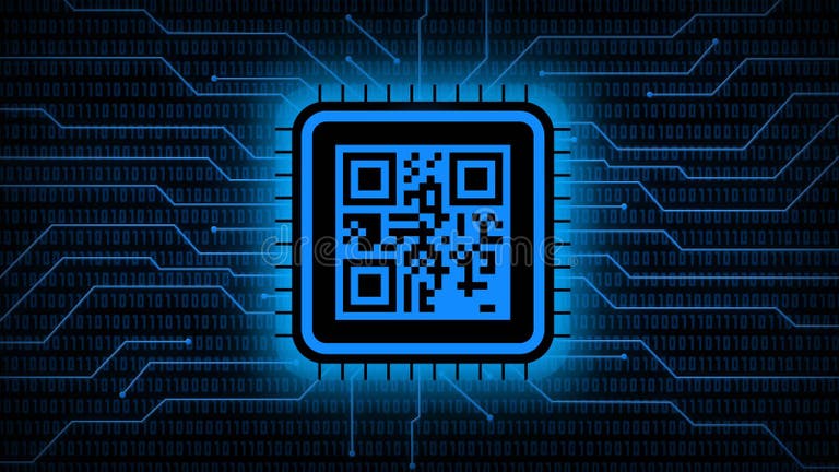 Image of QR Code in the Middle on Abstract Background of Blurred Binary ...