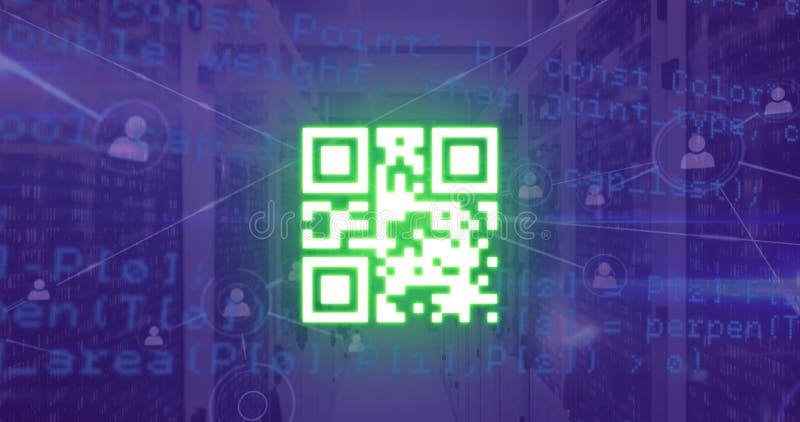 Image of Qr Code with Network of Connections and Data Processing Over ...