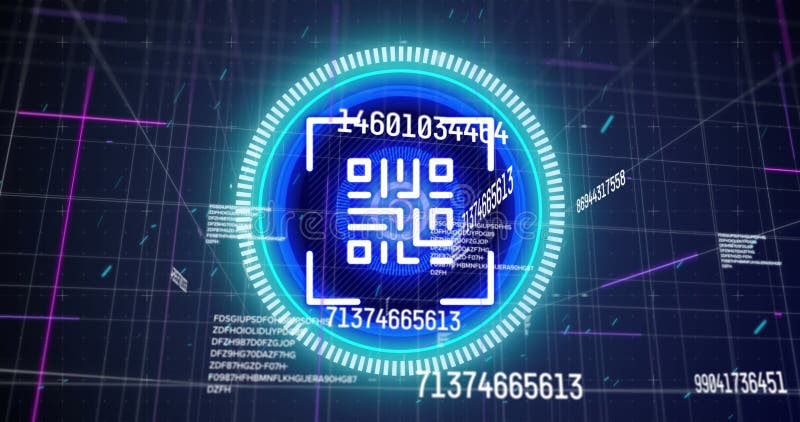 Image of Qr Code Online Security, Scope Scanning and Numbers Changing ...