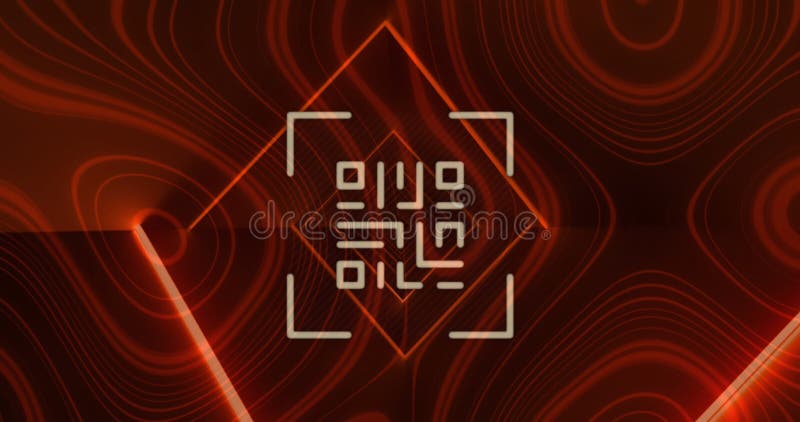 Image of Qr Code on Orange Shapes Over Dark Background Stock ...