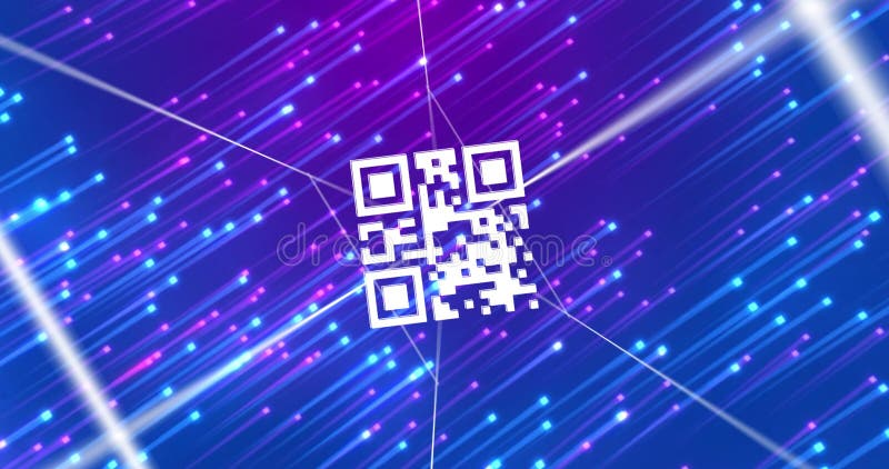 Image of Qr Code Over Moving Blue and Pink Lights Stock Illustration ...