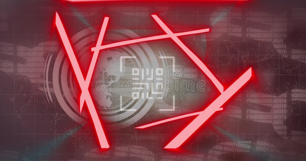 Image of Qr Code Over Neon Shapes and Data Processing Stock ...