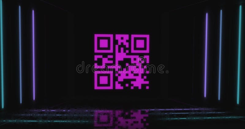 Image of Qr Code Over Neon Shapes Stock Illustration - Illustration of ...