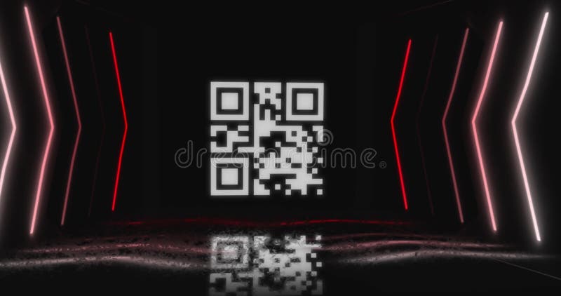 Image of Qr Code Over Neon Shapes Stock Illustration - Illustration of ...