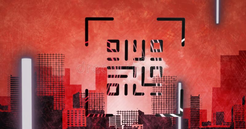 Image of Qr Code Over Red Cityscape Background Stock Photo - Image of ...