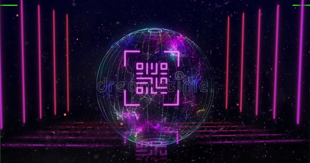 Image of Qr Code Over Scope Scanning and Globe Stock Image - Image of ...
