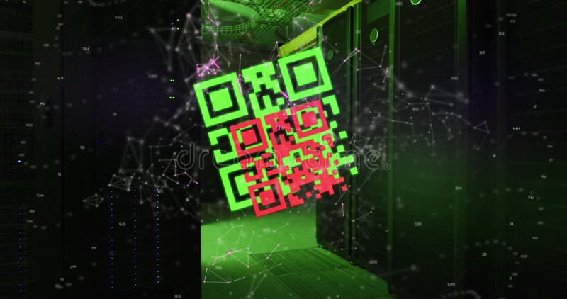 Image of Qr Code Over Server Room Stock Illustration - Illustration of ...