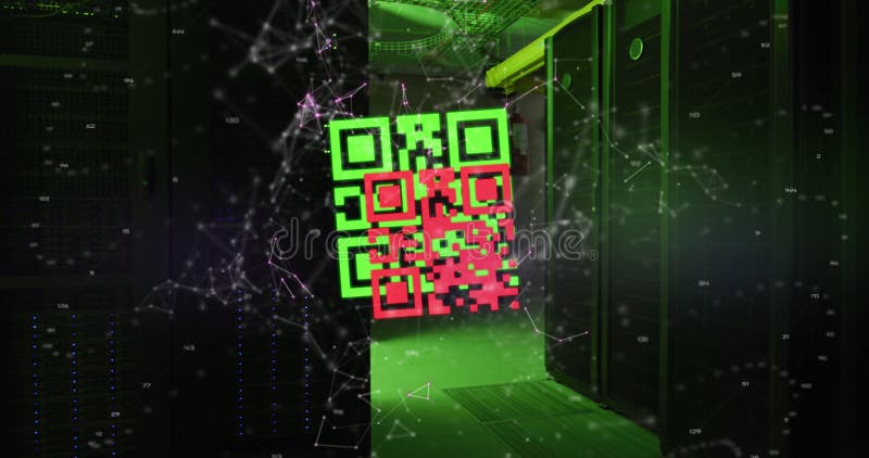Image of Qr Code Over Server Room Stock Illustration - Illustration of ...