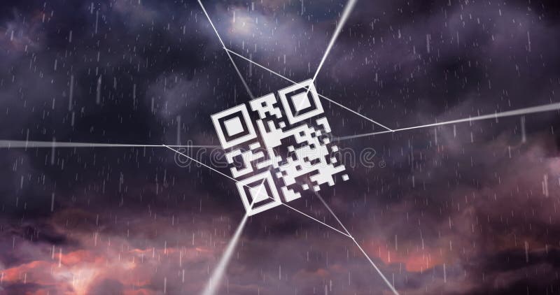 Image of Qr Code Over Sky with Clouds and Rain Stock Illustration ...