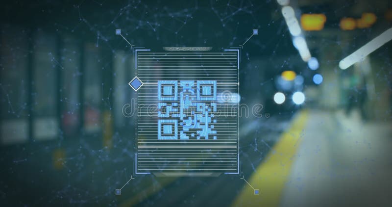 Image of Qr Code Scanner Against Blurred View of Train Arriving at a ...