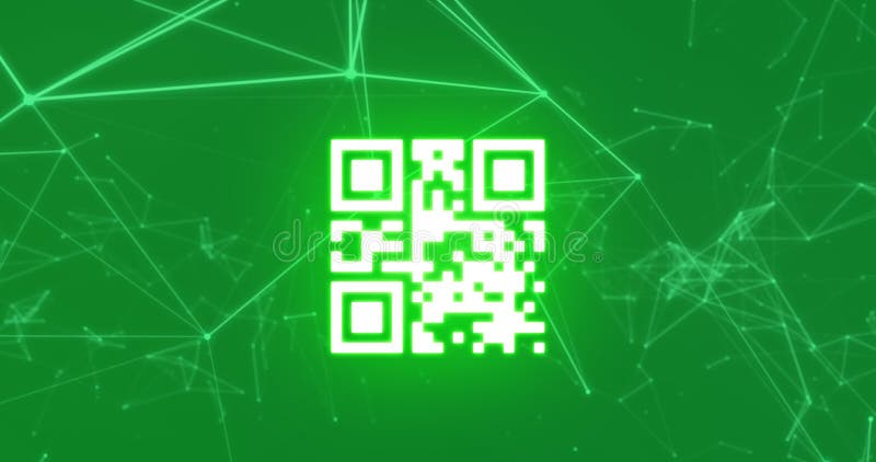 Image of Qr Code with White Network of Connections on Green Background ...