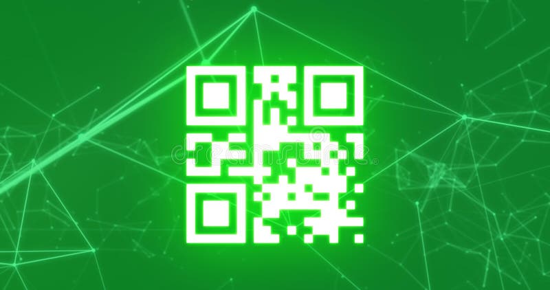 Image of Qr Code with White Network of Connections on Green Background ...