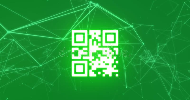 Image of Qr Code with White Network of Connections on Green Background ...