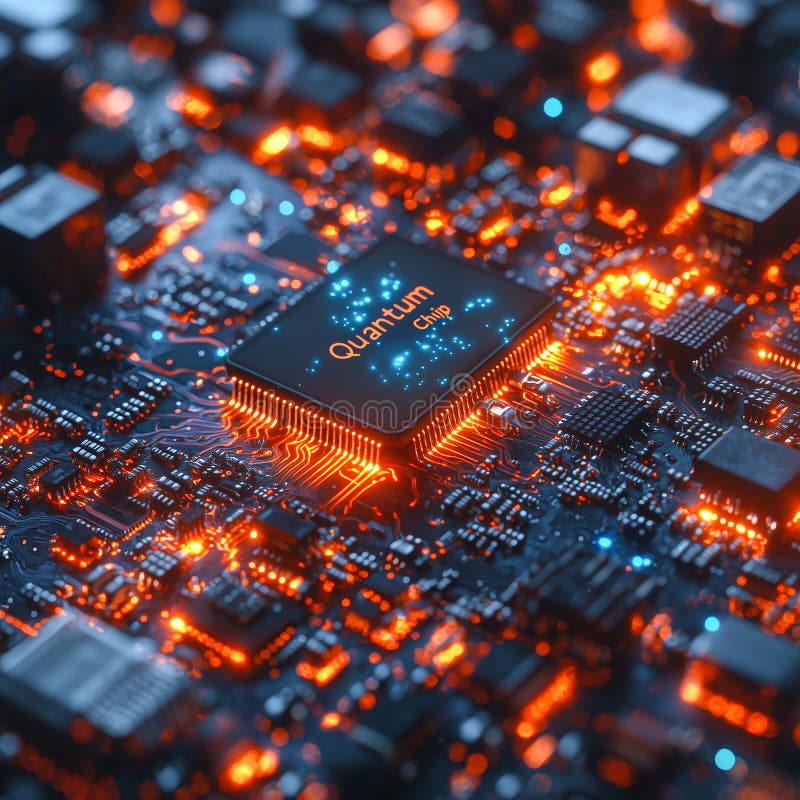 Image of the Quantum Chip CPU Computer Stock Illustration ...