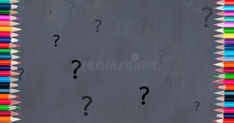 Image of Question Marks Over Crayons on Grey Background Stock Image ...
