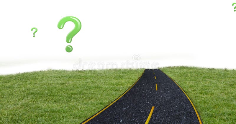 Image of Question Marks Over Landscape with Road Stock Illustration ...
