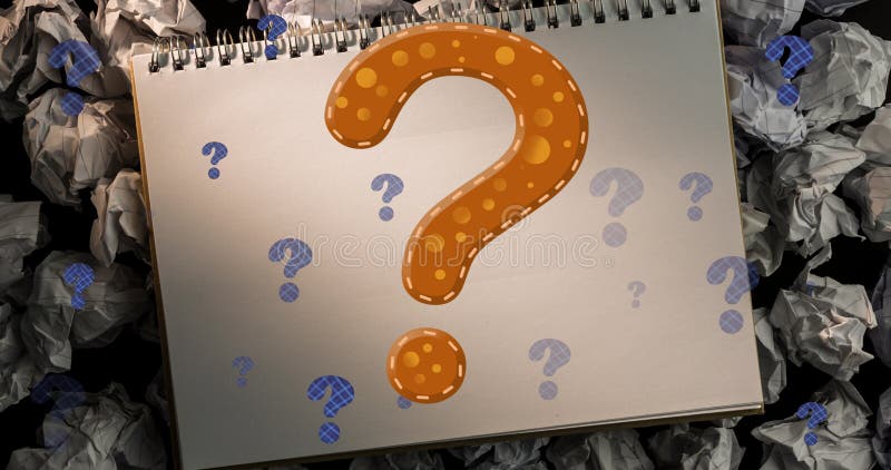 Image of Question Marks Over Notebook and Paper Stock Image - Image of ...