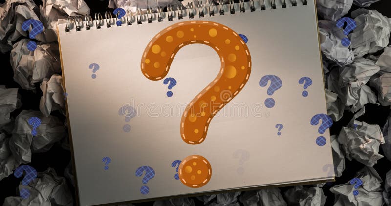 Image of Question Marks Over Notebook and Paper Stock Image - Image of ...
