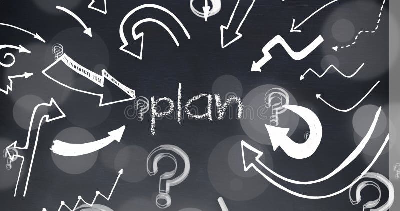 Image of Question Marks Over Plan Text and Arrows Stock Image - Image ...