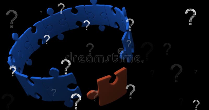 Image of Question Marks and Puzzles Over Black Background Stock ...