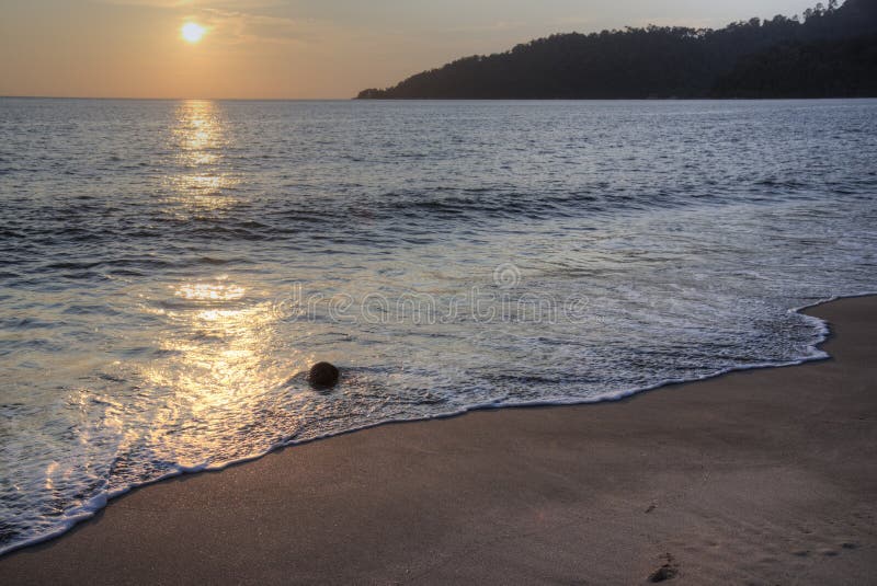Quiet Peaceful Scene at the Sandy Beach. Stock Image - Image of wave ...