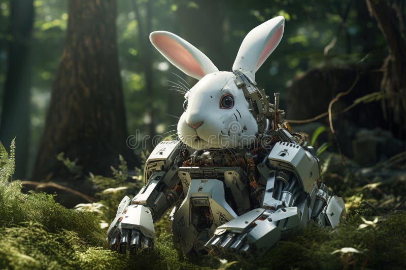 Image of Rabbit Electronic Gundam Robot Technology in the Forest ...