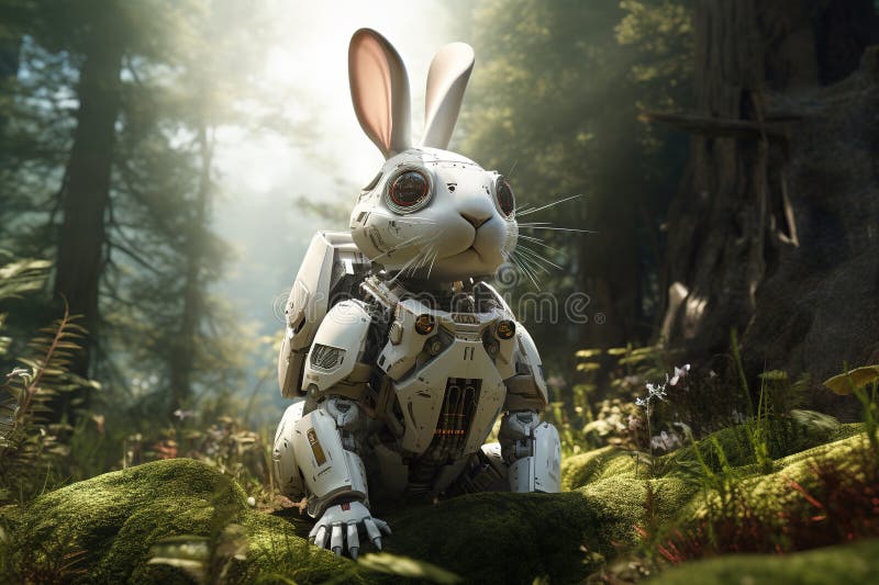 Image of Rabbit Electronic Gundam Robot Technology in the Forest ...