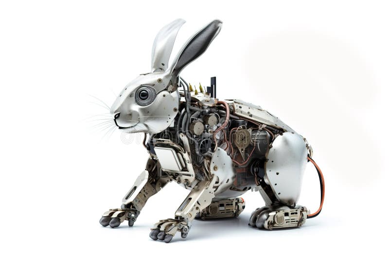 Image of a Rabbit Modified into a Robot on a White Background. Wild ...
