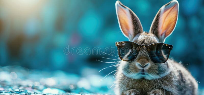 An Image of a Rabbit Wearing Sunglasses Stock Photo - Image of ...