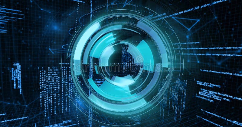 Image of Radar Spinning Over Binary Codes and Programming Language Stock Illustration ...