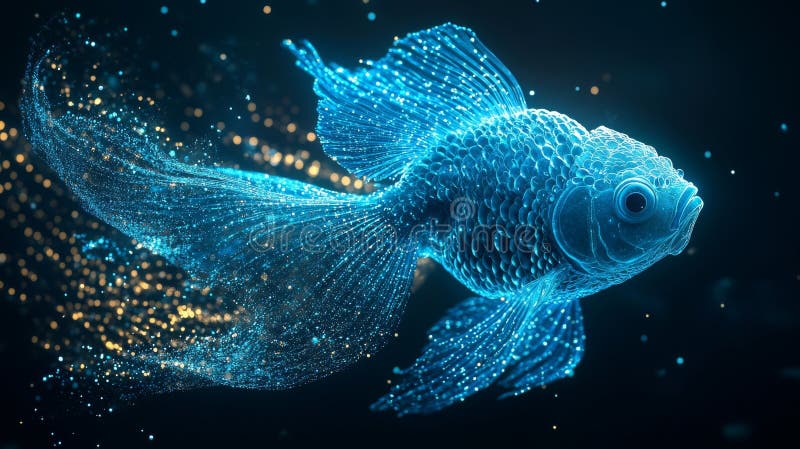 The Image of Radiant Blue Fish Moving through Dark Waters Embodies the ...