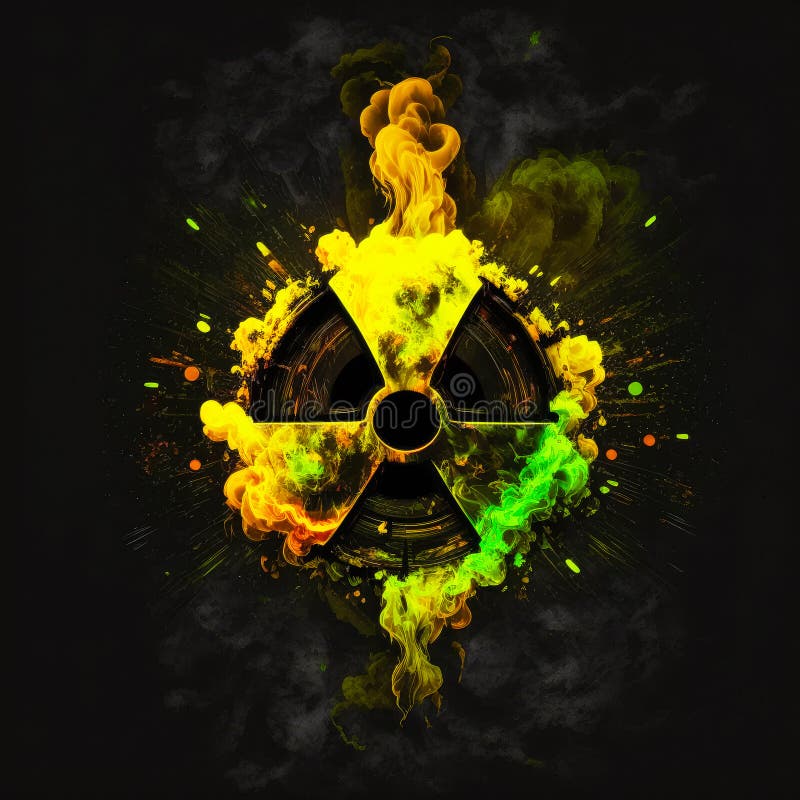 An Image of Radioactive Symbol on Black Background. Generative AI Stock ...