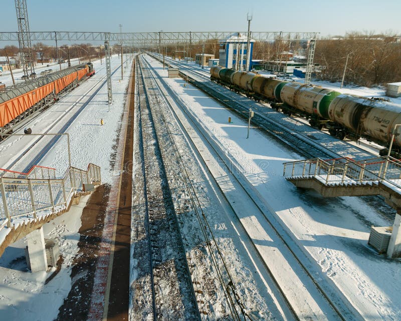 Image of Railway Tracks in Snow Stock Image - Image of freight ...