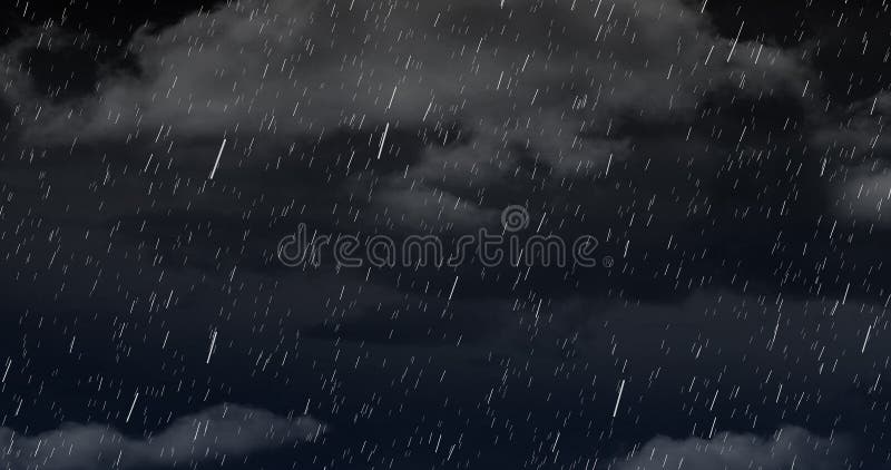 Image of Rain Falling from Clouds at Night Stock Illustration ...