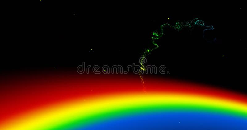 Image of Rainbow and Colourful Light Trail Moving on Black Background ...