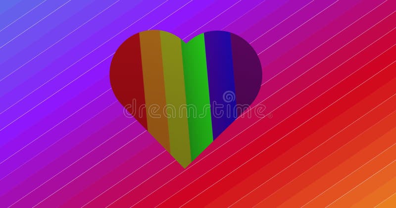 Image of Rainbow Heart Spinning on Gradient Striped Background Stock ...
