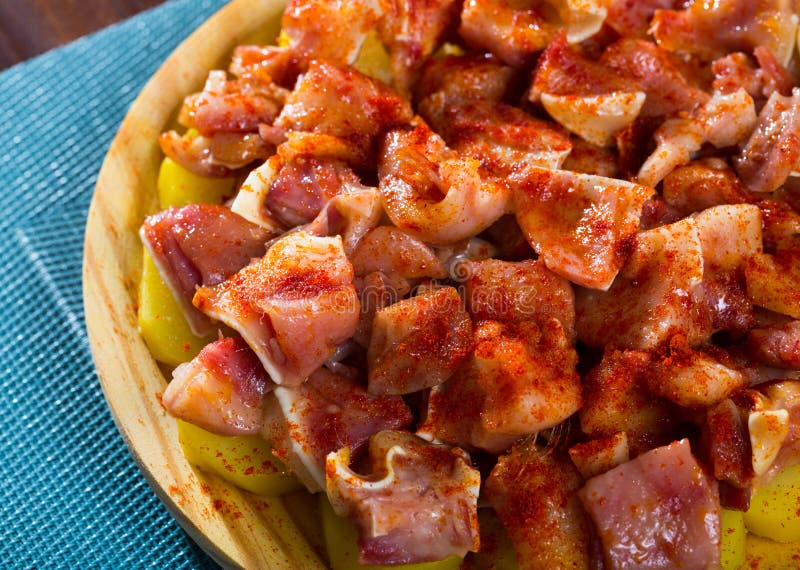 Image of Raw Pork S Ear with Species at Plate on Table Stock Photo ...