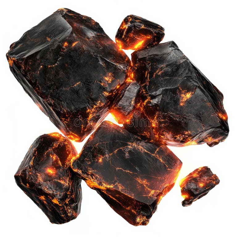 An Image of a Raw Sample of Black Lava Stone on a Transparent ...