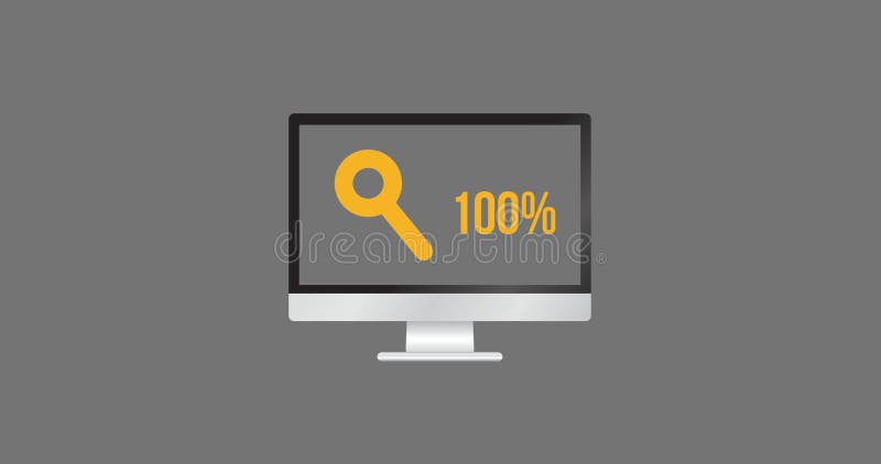 Image of Reading Glass Icon and Percent Over Computer Stock ...