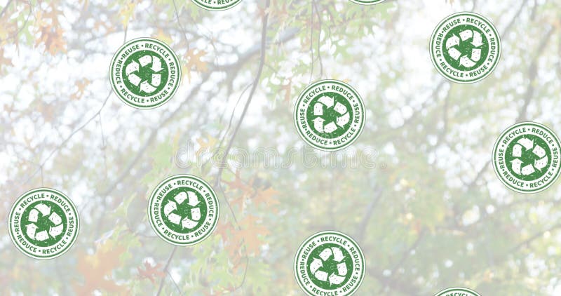 Image of Recycling Icons Over Forest Stock Illustration - Illustration ...