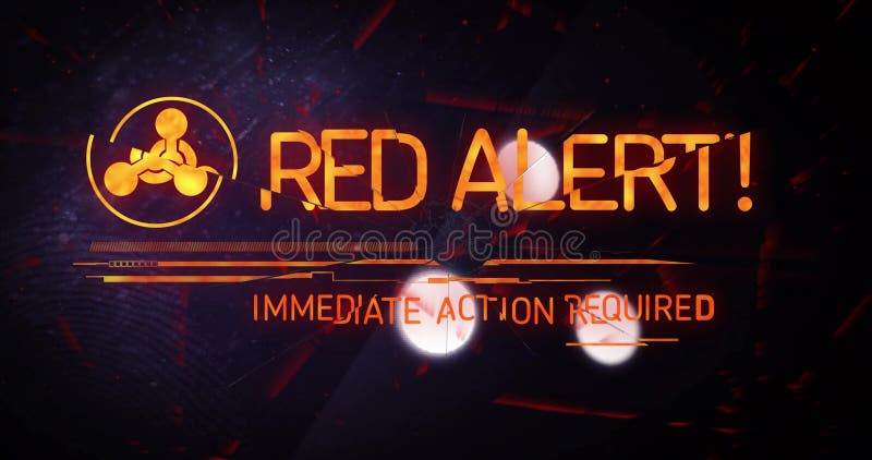 Image of Red Alert Text with Sign Over Light Spots on Black Background ...